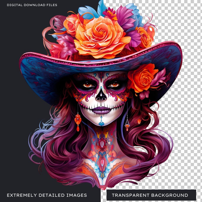 La Catrina Day of the Dead PNG Clipart Día De Los Muertos - Etsy Canada