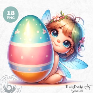 Cute Fairy Easter Clipart Bundle, Fantasy PNG, Spring PNG, Easter Eggs ...
