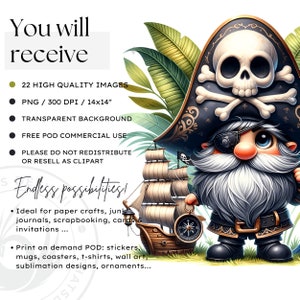 Pirate Gnome Clipart Bundle, 22 Corsair Gnome PNG, Summer Gnome Png ...