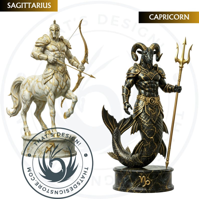 Marble Statues Zodiac Clipart Bundle: Astrology Graphics, Mythological ...