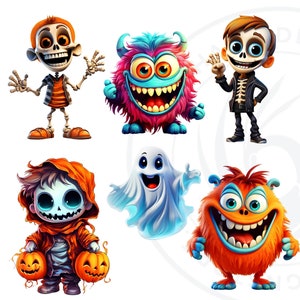 Cute Halloween Characters Clipart PNG | Cute Halloween Png Bundle ...