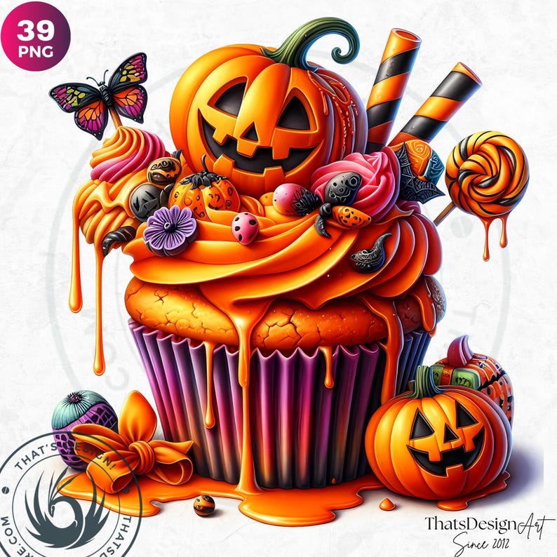 Halloween Cupcake Clipart Set: Spooky Dsserts PNG Images (digital ...