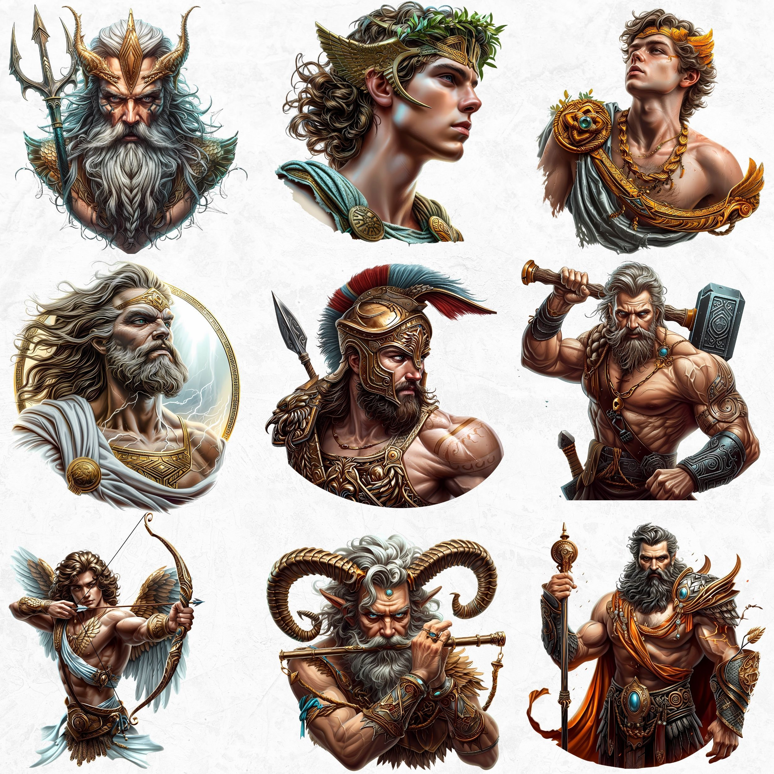 Greek Gods Clipart Set: 40 Mythology Graphics (PNG) - Etsy