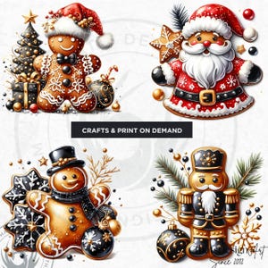 60 Elegant Gingerbread Clipart Set, Merry Christmas, Black and Gold ...