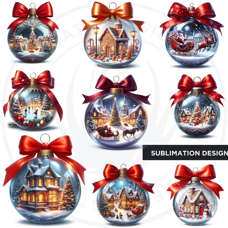 Christmas Ornaments Clipart Set: Elegant Holiday Decor PNG (digital ...