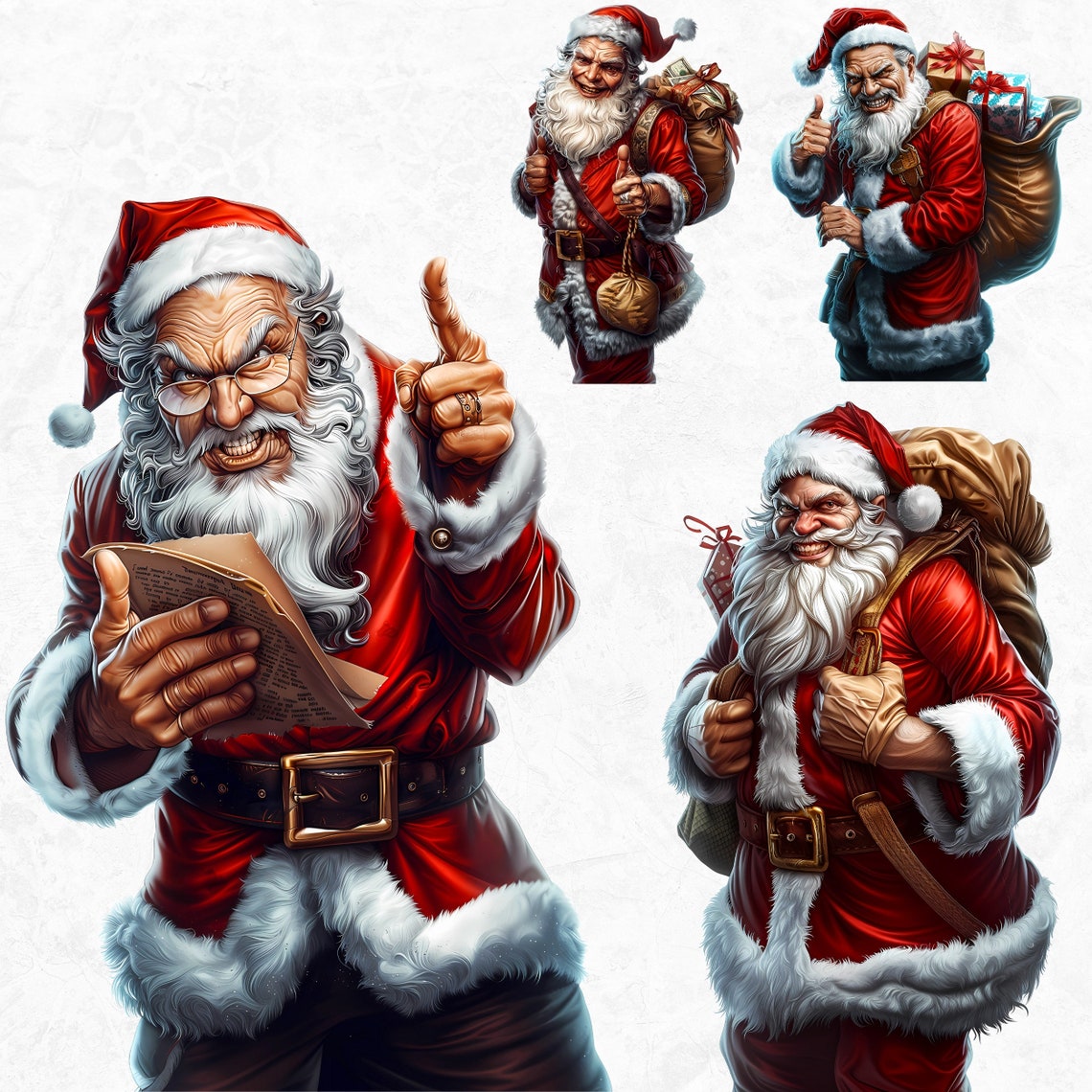Bad Santa Clipart Set: 31 Christmas PNG Images (commercial Use) - Etsy