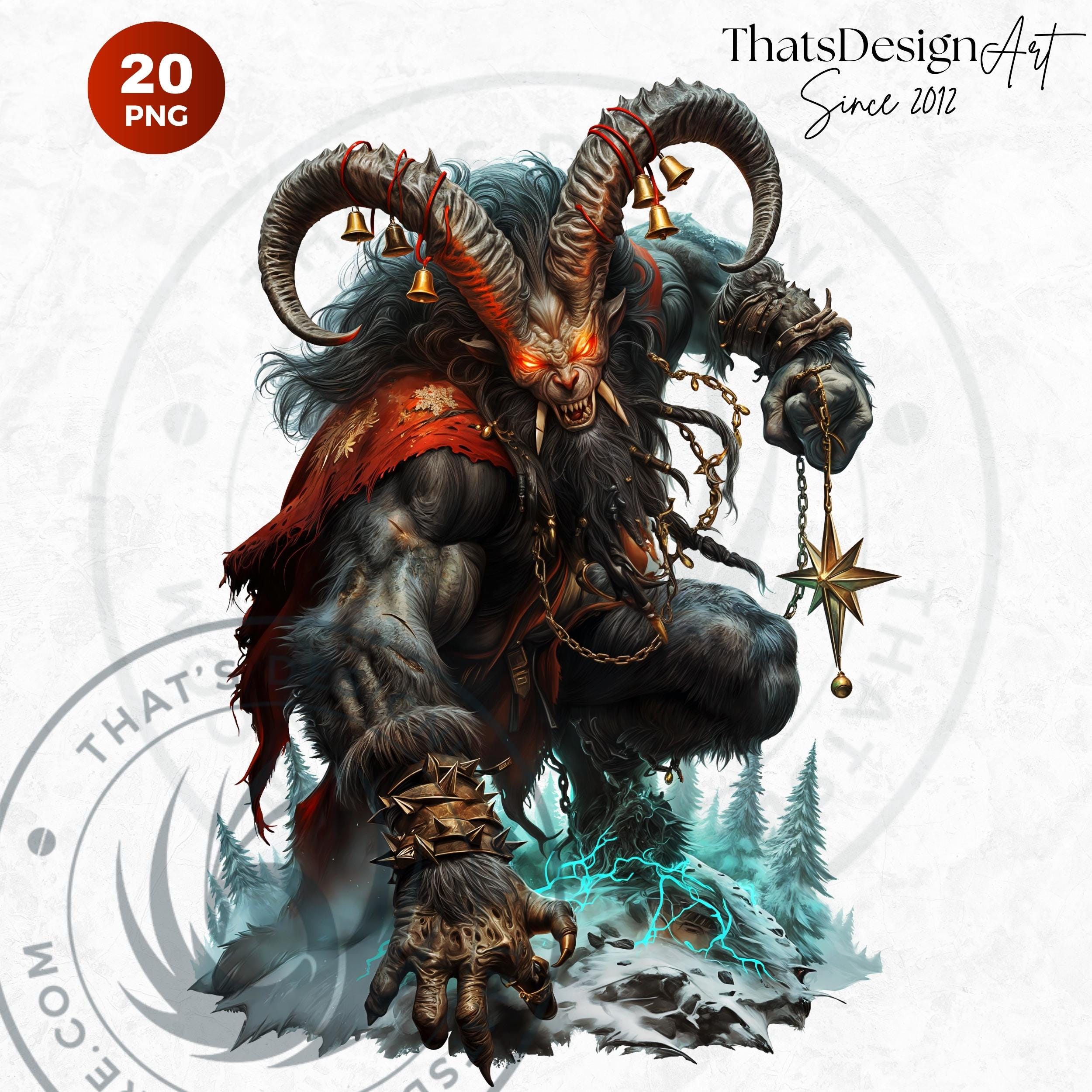 Krampus Christmas Clipart Set – Dark Gothic PNG Images (digital ...