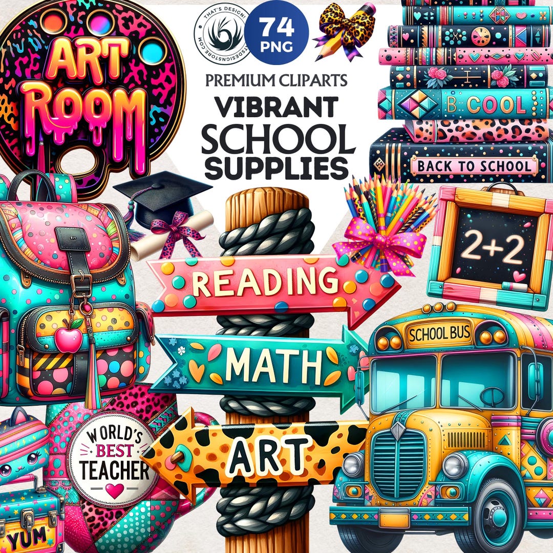 Back to School Clipart Set: Teacher & Student Art PNG (commercial Use ...