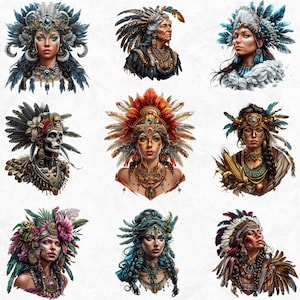 Watercolor Aztec Gods Clipart: Mesoamerican Mythology PNG (digital ...