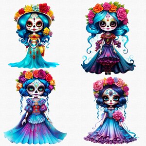 Cute Dolls La Catrina Day of the Dead PNG Clipart Día De Muertos ...
