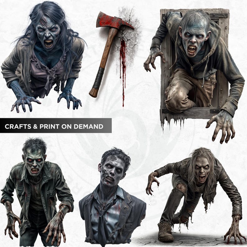 Zombie Apocalypse Clipart: Horror Survival PNG Set (digital Download ...