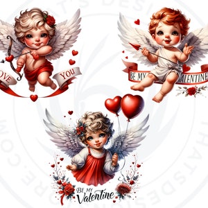Watercolor Cute Cupid Clipart Bundle, Valentines Day Clipart PNG ...
