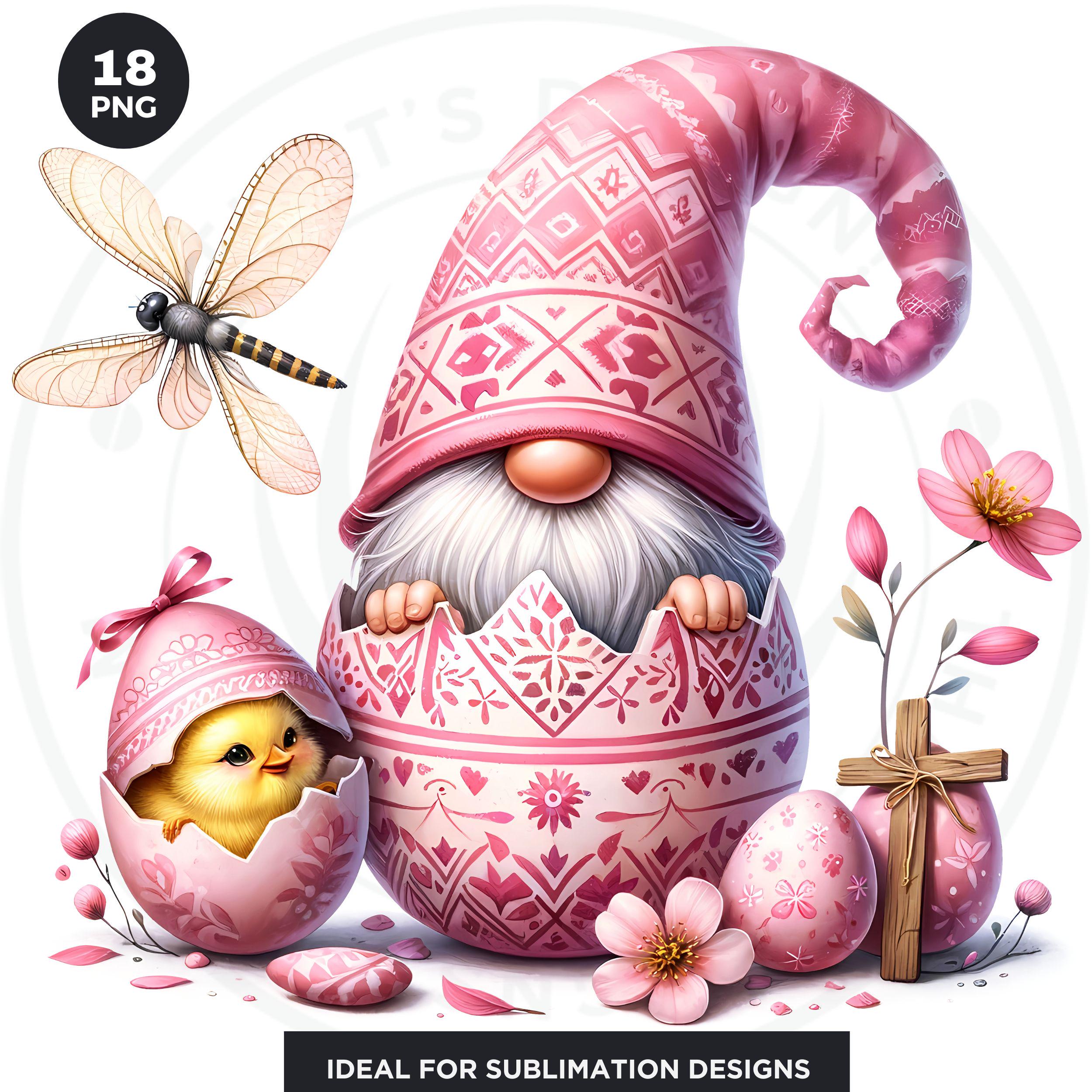 Easter Gnome Clipart Bundle: Watercolor Spring PNG Graphics (commercial ...