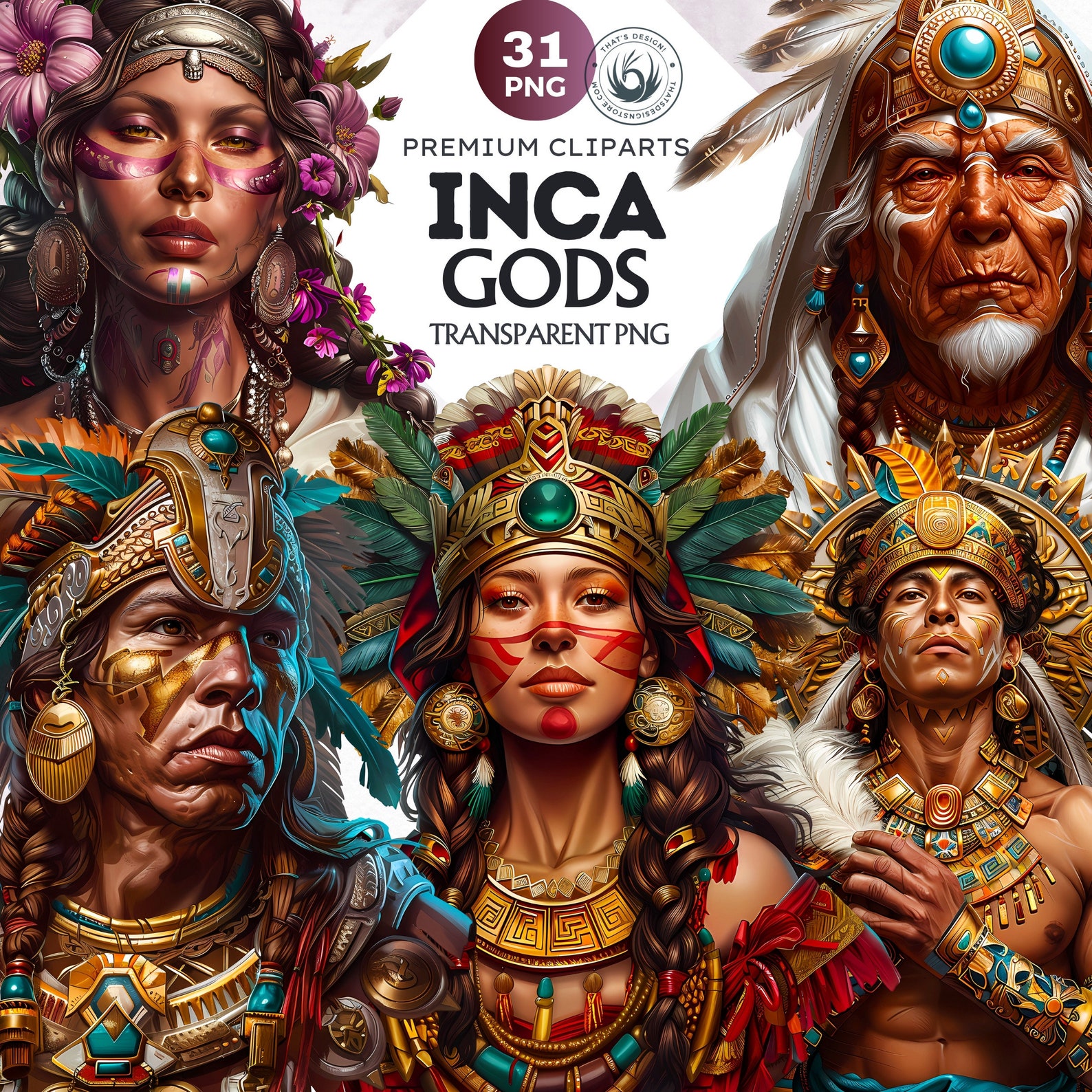 Inca Gods Clipart: Peruvian Mythology PNG Graphics (digital Download ...