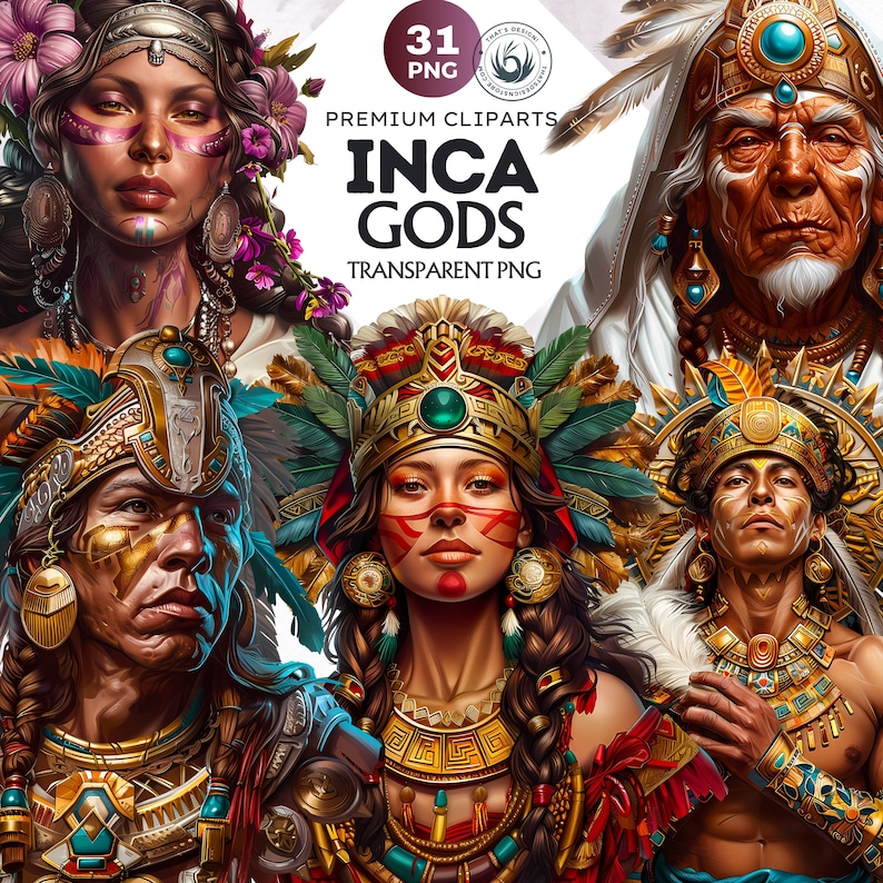 Inca Gods Clipart: Peruvian Mythology PNG Graphics (digital Download ...