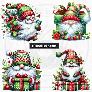 Watercolor Christmas Gnomes Clipart Set: Traditional Holiday Gifts PNG ...