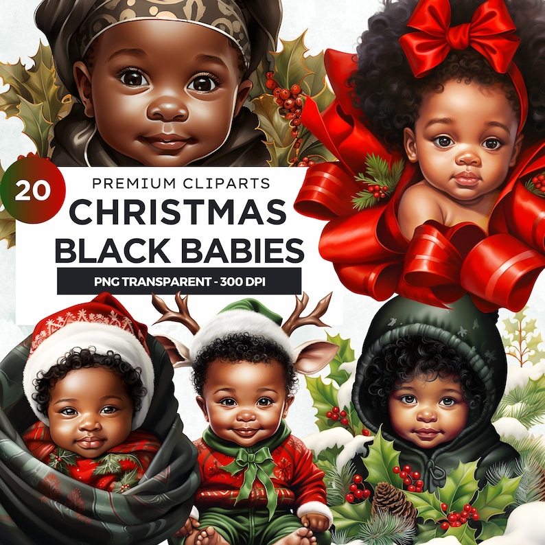 Christmas Black Babies PNG Clipart Bundle Afro Baby Clipart - Etsy