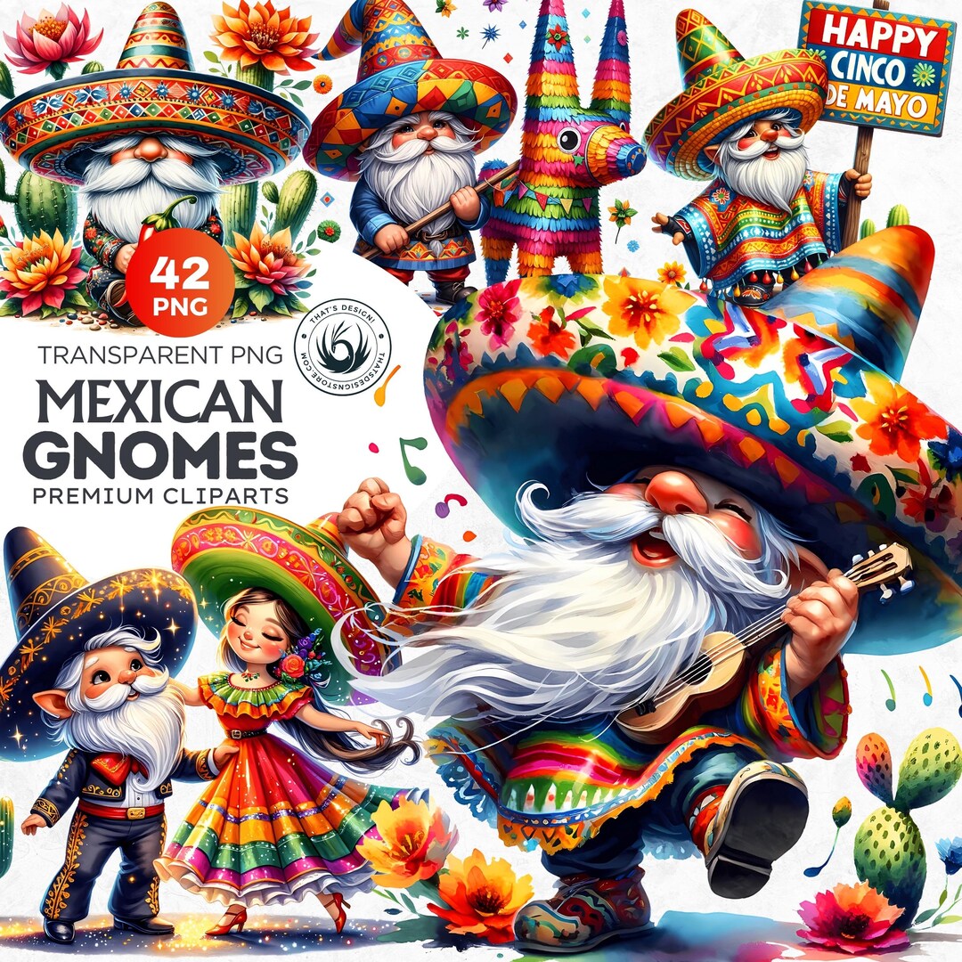Cinco De Mayo Mexican Gnomes PNG Clipart Set, Mexican Festival,tacos ...