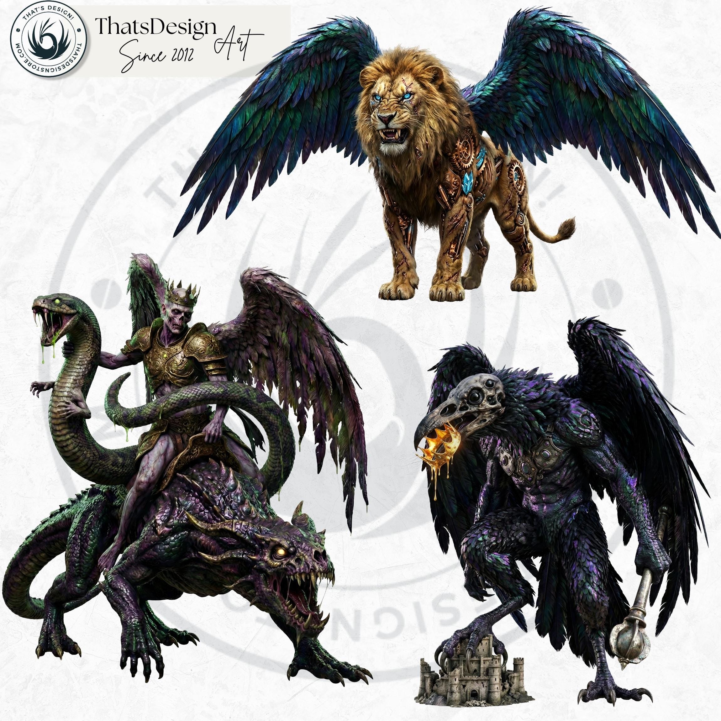 Ars Goetia Demons Clipart Bundle, Kabbalah Occult Fantasy Art (72 PNG ...