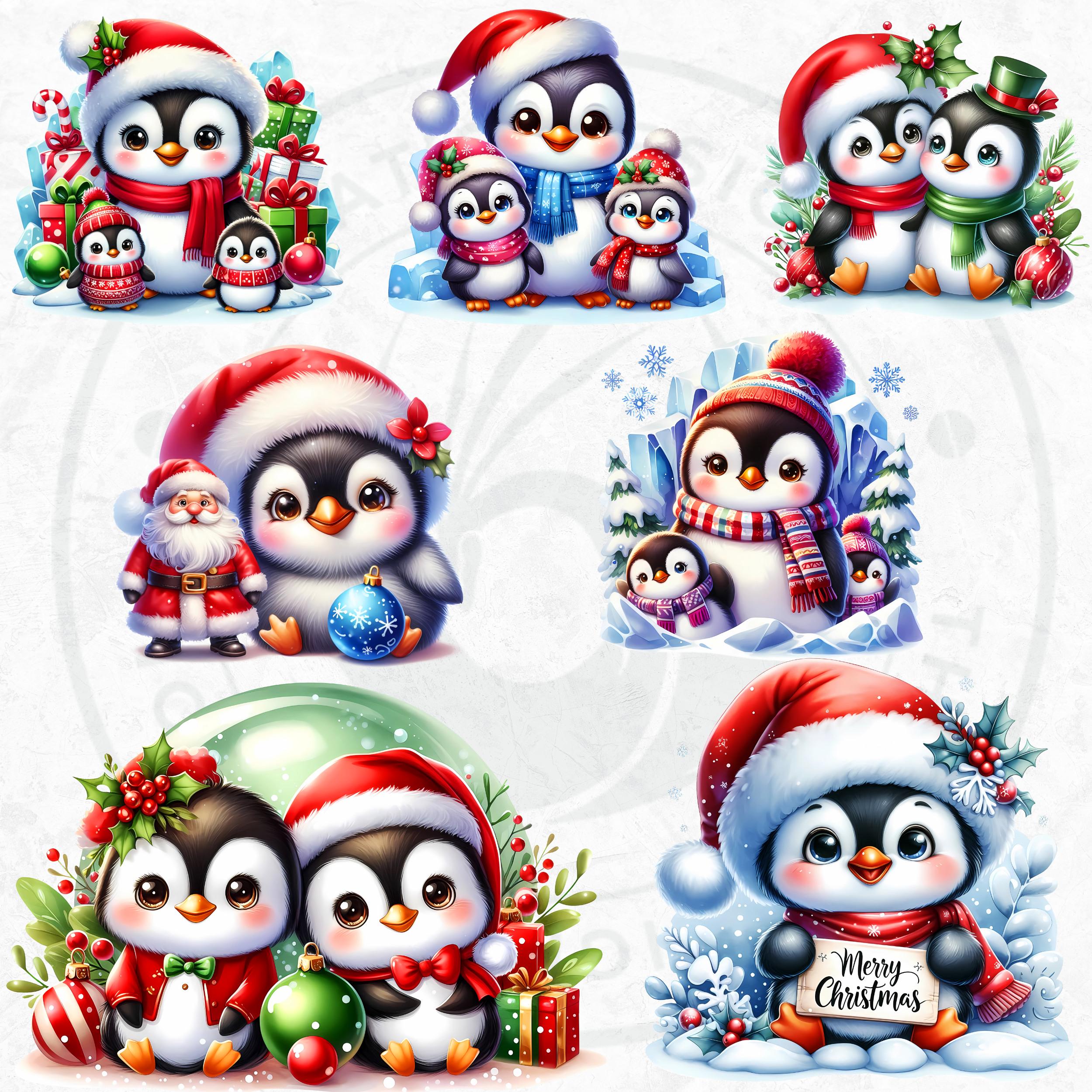 Christmas Penguin Clipart Set: Baby Animals PNG Designs (digital ...