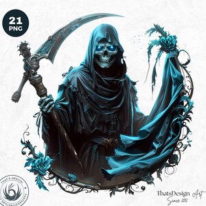 21 the Grim Reaper Clipart, the Grim Ripper, Fantasy Gothic Halloween ...