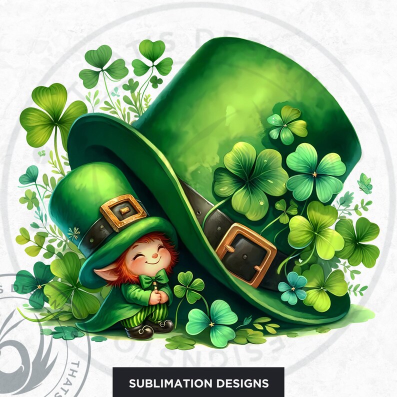 St Patrick's Day Clipart Set: Leprechaun & Shamrock PNG (digital ...