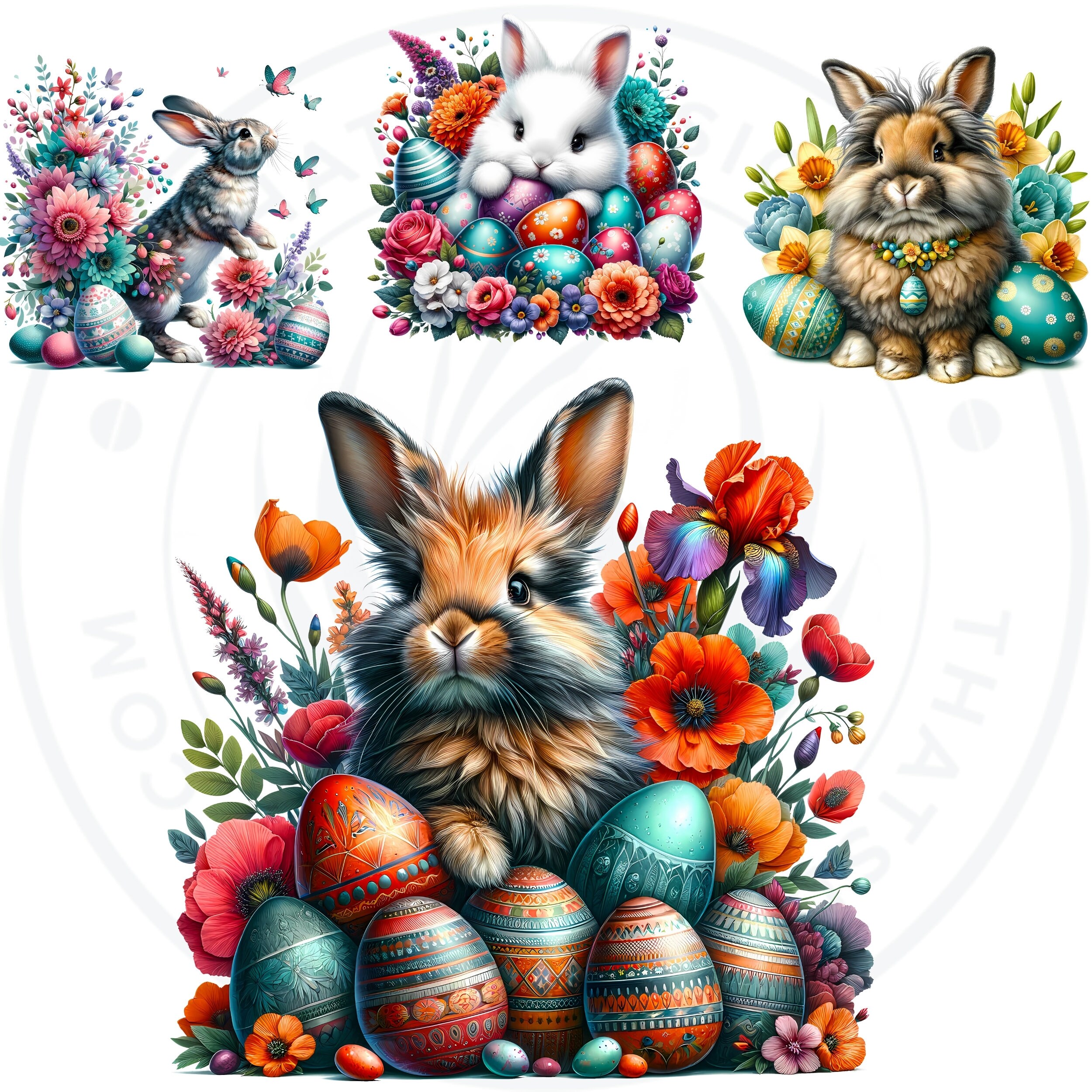 Easter Bunny Clipart Bundle: Spring PNG Graphics (commercial Use) - Etsy