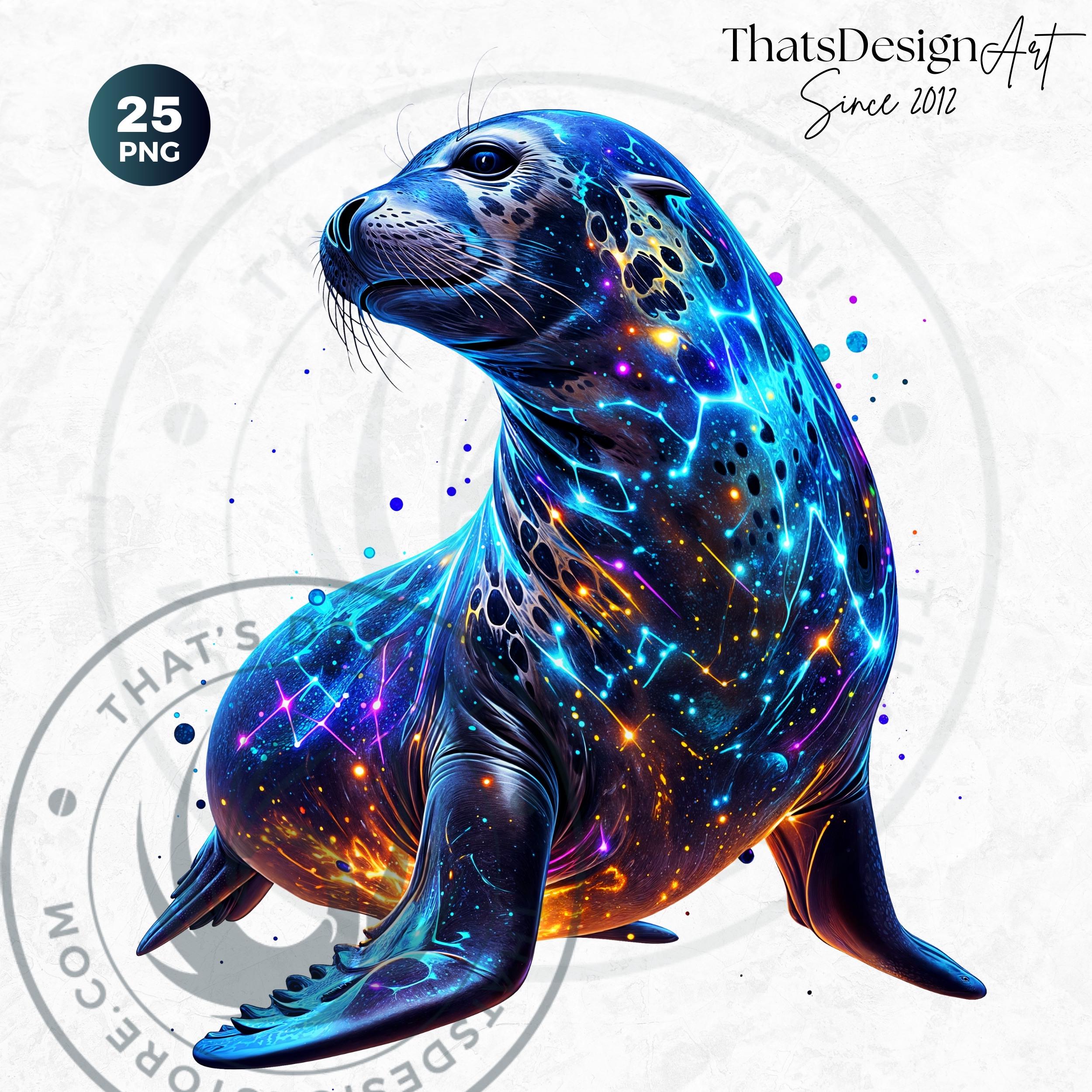 Bioluminescent Sea Animal Cliparts: Glowing Marine Life PNG (digital ...
