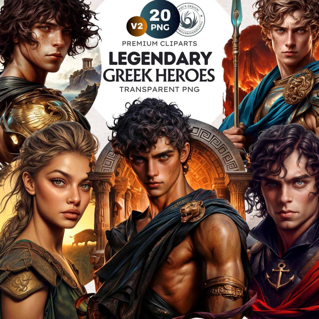 Greek Heroes Clipart: Hercules, Achilles, Perseus (digital Download ...