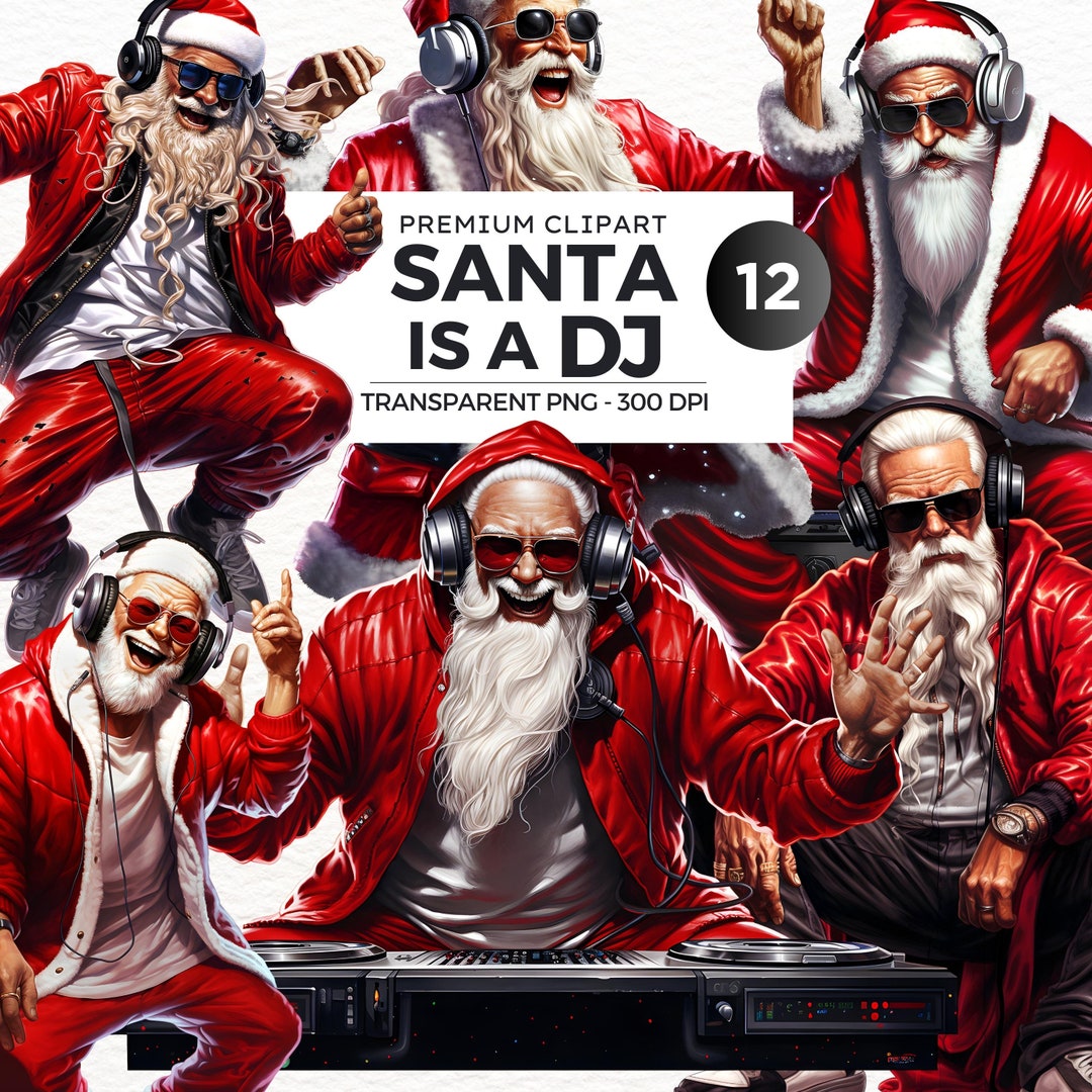 12 DJ Santa Clipart PNG for Craft and Sublimation Design - Etsy