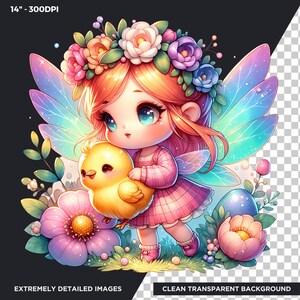 Cute Fairy Easter Clipart Bundle, Fantasy PNG, Spring PNG, Easter Eggs ...