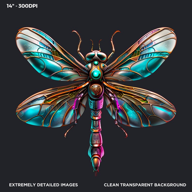 Techno Nature Clipart Set: Cyber Steampunk Animals (PNG) - Etsy