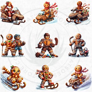 Gingerbread Man Winter Sports Clipart: Skiing & Snowboarding (53 PNG ...