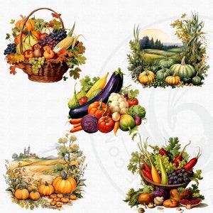 Watercolor Thanksgiving Clipart: Traditional Fall PNG (digital Download ...