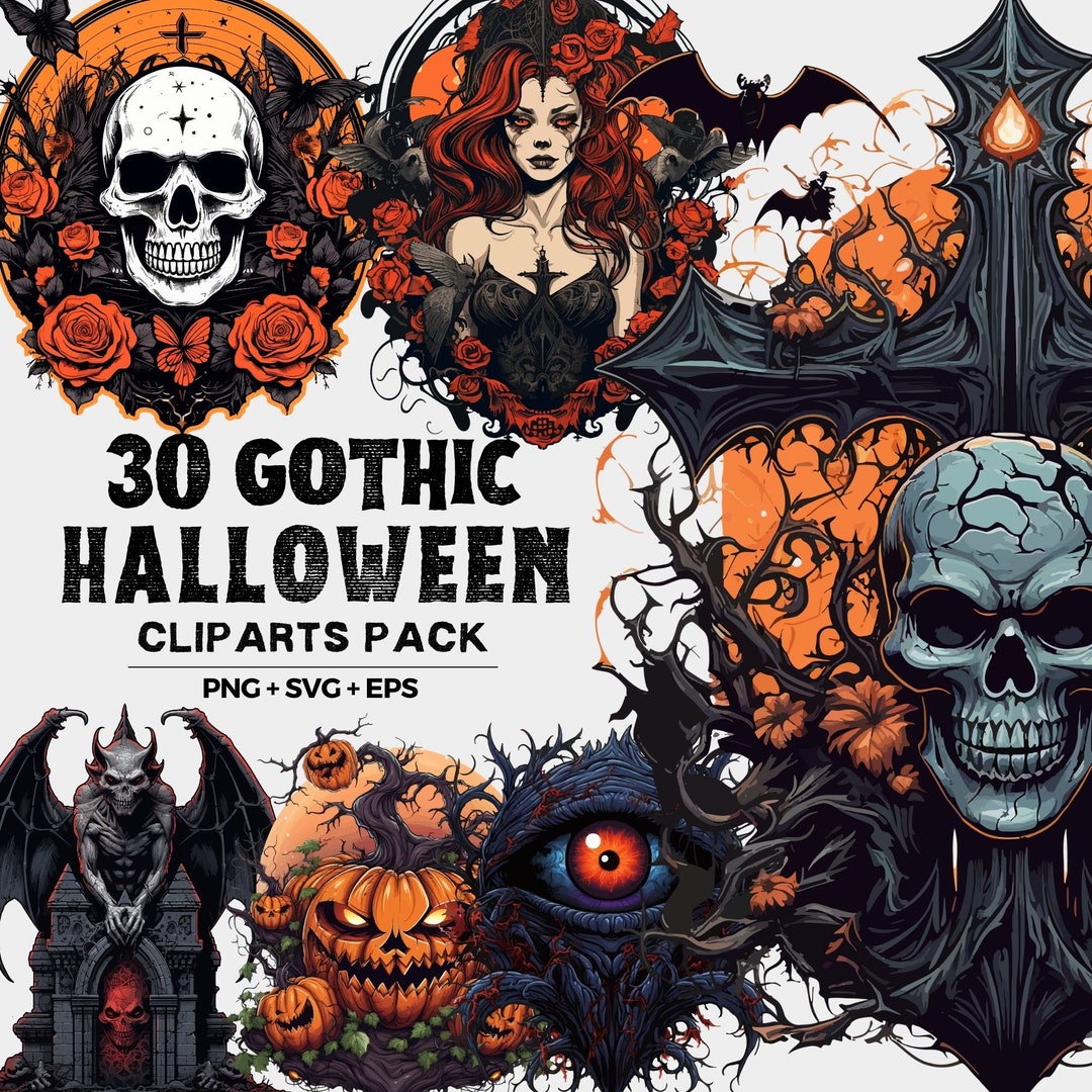 Gothic Art Halloween Clipart for Halloween Party Invitation - Etsy