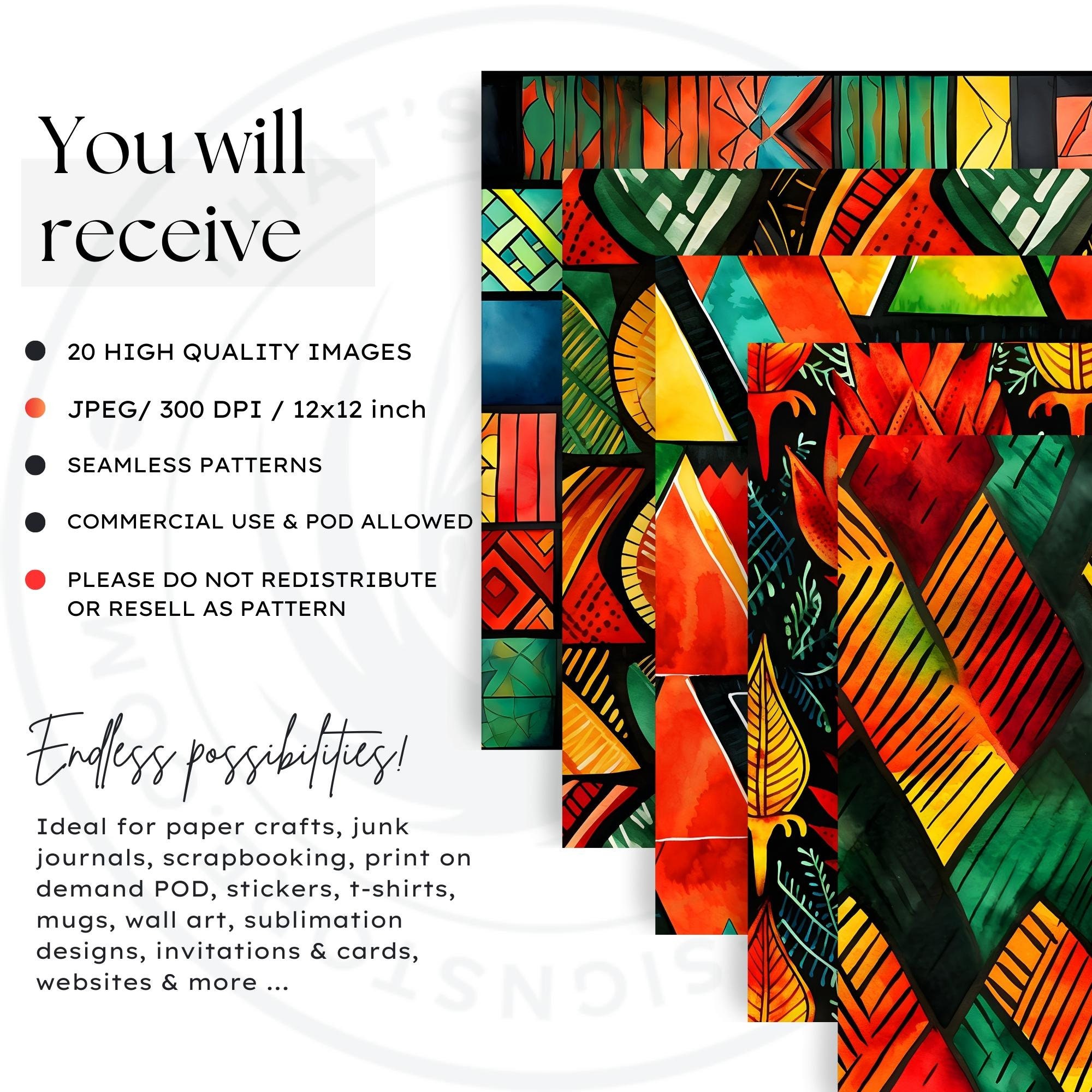 Watercolor Kwanzaa Digital Paper Seamless Patterns, Juneteenth ...