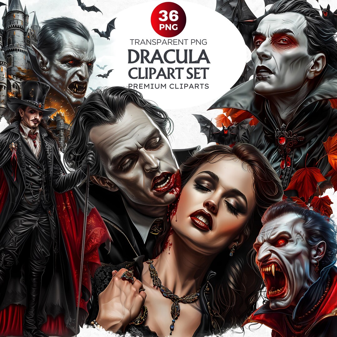 36 Dracula Clipart Set, Halloween Clipart, Vampire Design, Fantasy ...