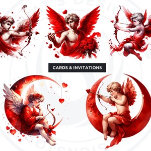 Watercolor Red Cupid Clipart Set 2, Cupid Girl PNG, Valentine's Day ...