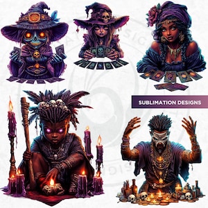 Voodoo Black Magic Clipart Set: Skulls, Tarot, Rituals, Talisman (PNG ...
