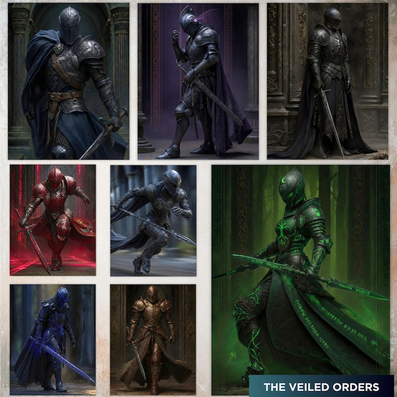 Knightly Orders Fantasy Armor Digital Paper: Medieval RPG Backgrounds ...