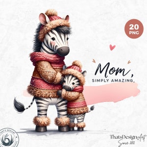 Mother's Day Clipart, Watercolor Mother and Baby Animals Clipart ...