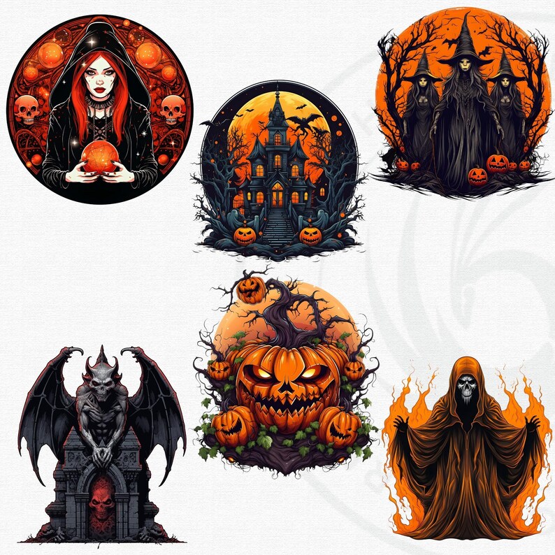 30 Gothic Halloween Clipart PNG: Spooky Designs (commercial Use) - Etsy