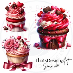 Pink Valentines Day Cupcake Clipart Set of 18, Valentine Cupcake PNG ...