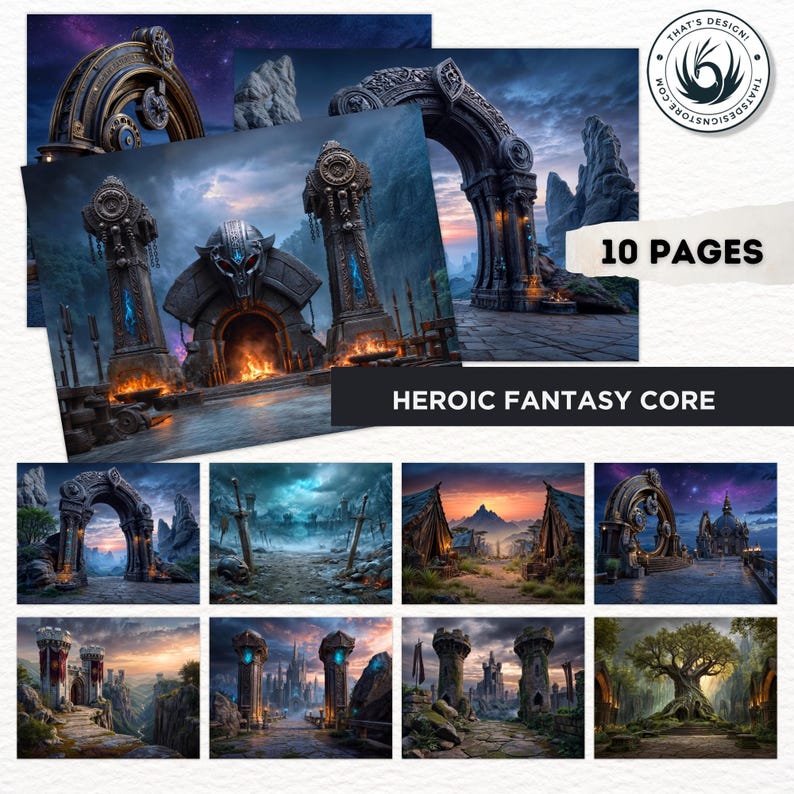 Fantasy Backdrops Landscape Digital Paper: RPG Backgrounds, Mystical ...