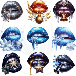 40 Christmas Lips Clipart Set - Festive Lips Sublimation Designs for ...