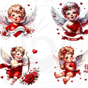 Watercolor Cute Cupid Clipart Bundle, Valentines Day Clipart PNG ...