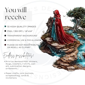 Little Red Riding Hood Clipart Set,fairy Tale Clip Art, Hunter, Wolf ...