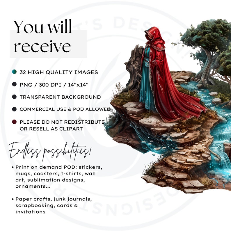 Little Red Riding Hood Clipart Set: Fairytale PNG Bundle (34 Files ...