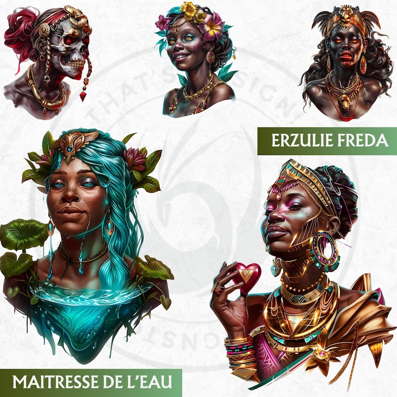 Voodoo Loas Clipart: African Deities, Tribal Rituals (PNG, Digital ...