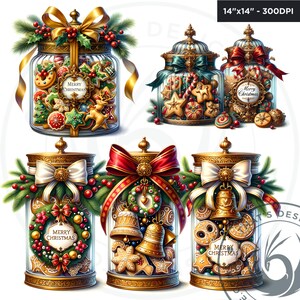Watercolor Victorian Christmas Cookie Jars Clipart (22 PNG) - Etsy